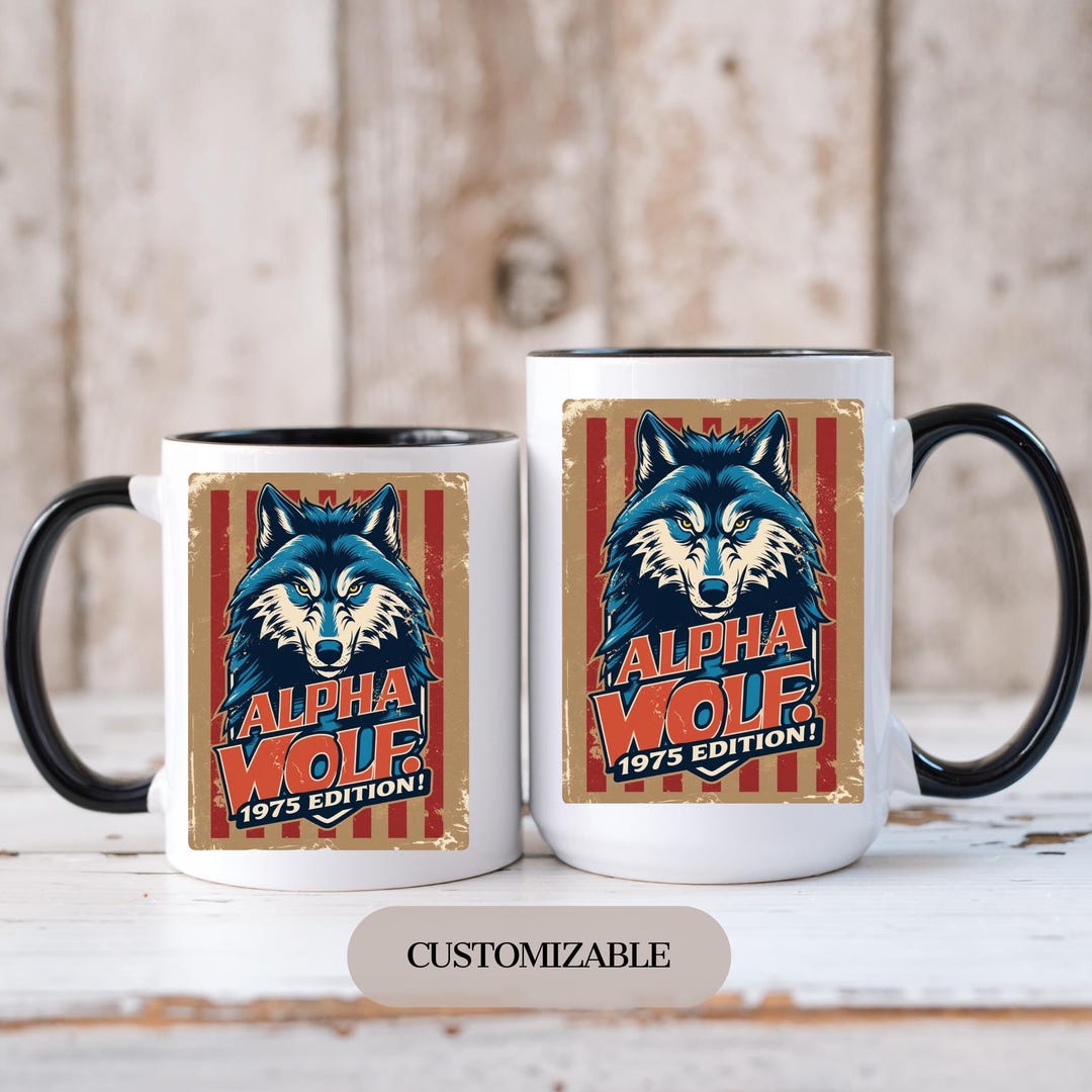 Alpha Wolf Coffee Cup Mug 30th 40th 50th 60th 70th 80th Birthday Gift ...