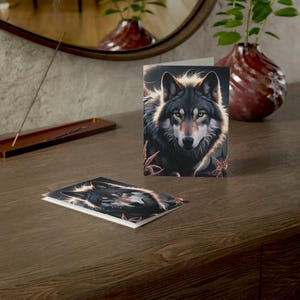 Wolf Card, Wolf Head Face Graphic, Wolfdog Animal Print Stationery, Set ...