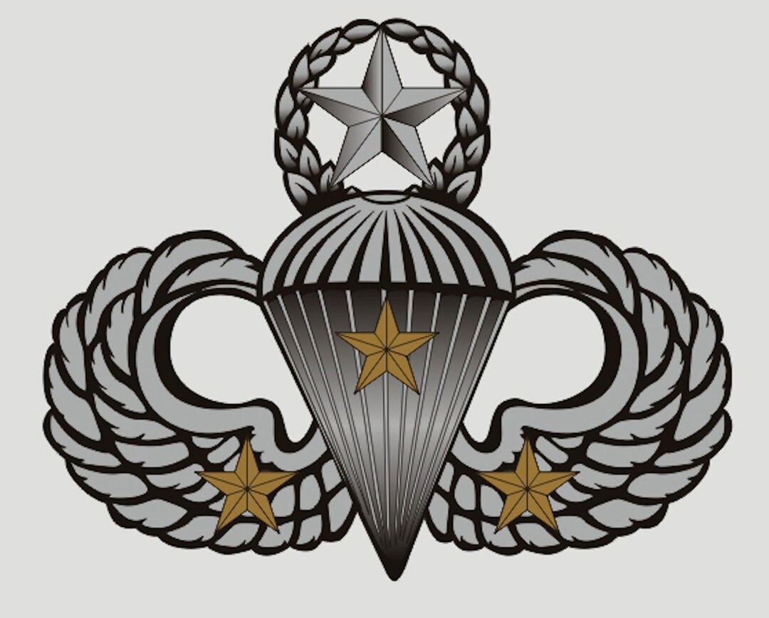 US Army Senior Jumpmaster With 3 Combat Stars Self-adhesive Vinyl Decal ...