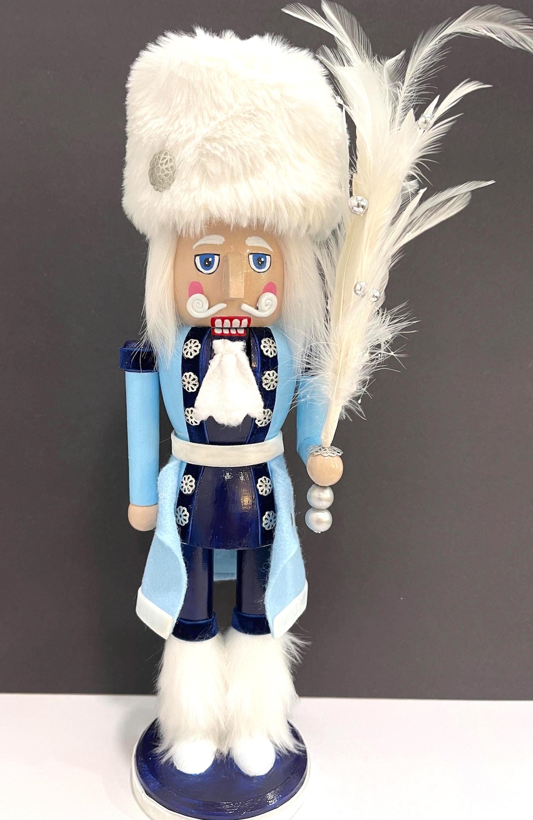Regal Soldier Nutcracker: Blue, White & Silver, Hand Crafted Christmas ...