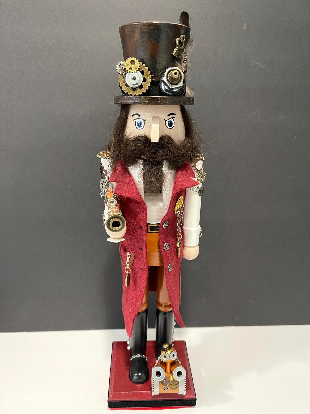 Steampunk Nutcracker Marshal With Robot: Mixed Media Figurine, Sci-fi ...