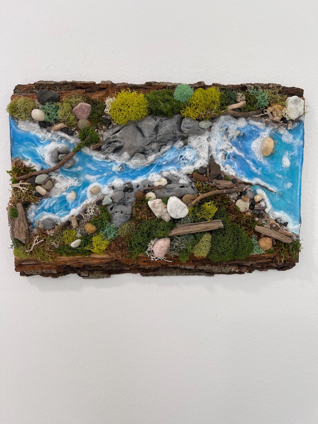 A Rushing River Epoxy Resin Diorama, OOAK Stream Wall Art, Riverside ...