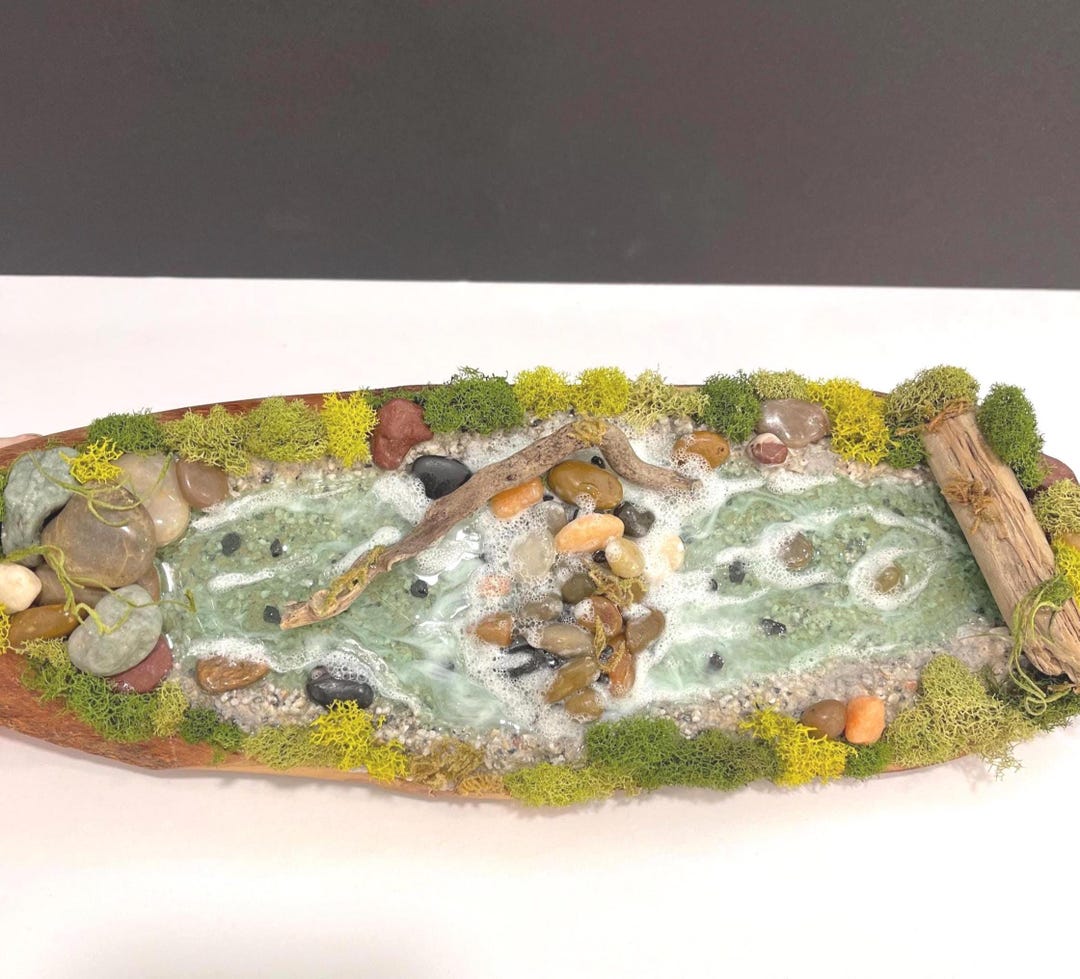 Tranquil Brook Epoxy Resin Diorama, Stream Wall Art, Riverside Stones ...