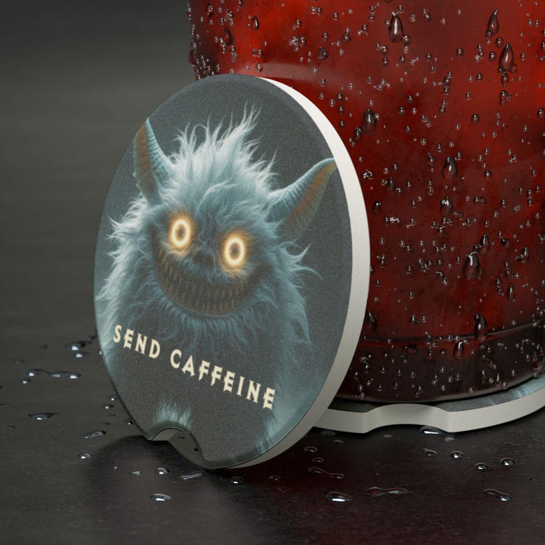 Send Caffeine Monster Soapstone Car Coaster - Etsy