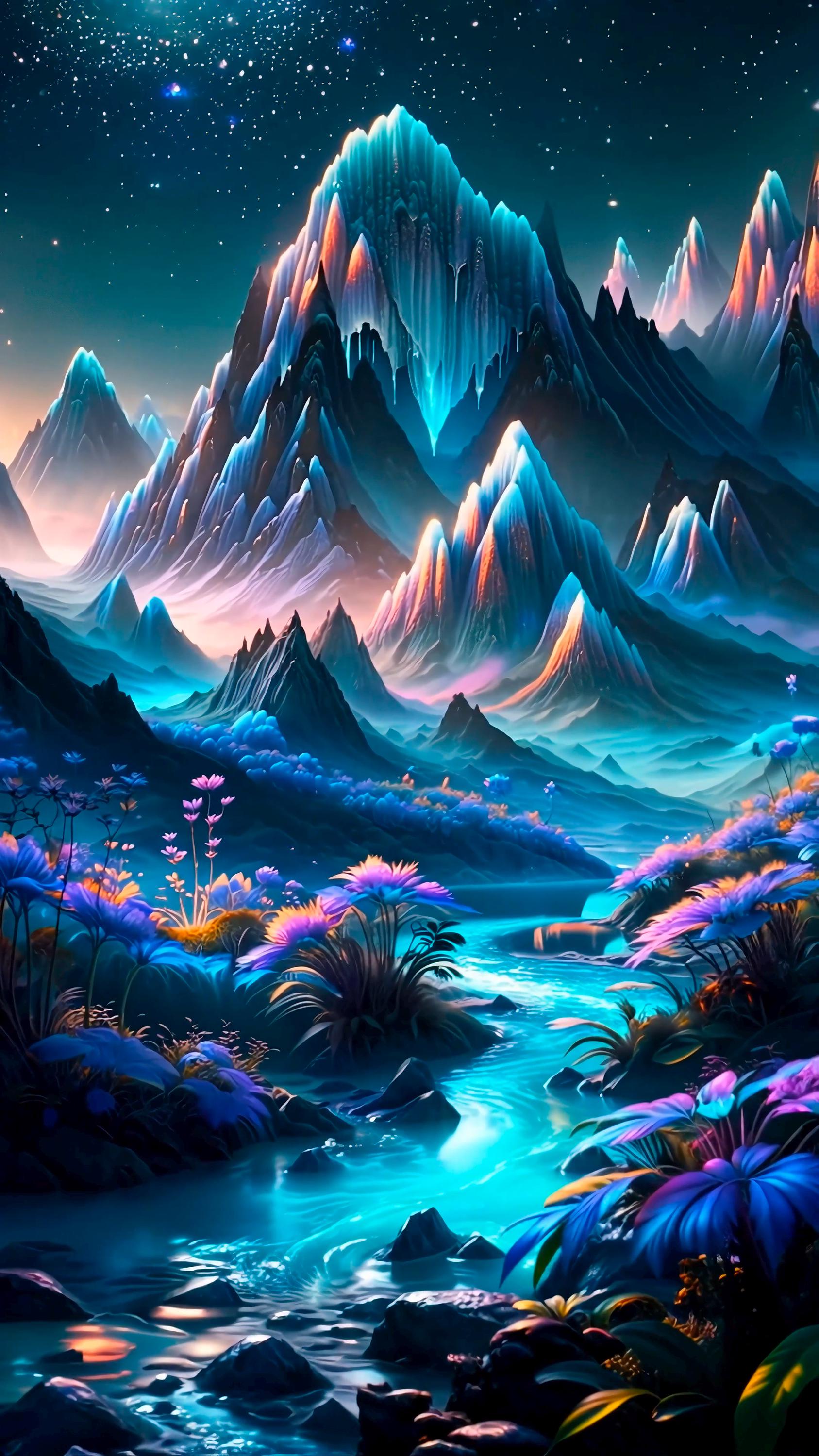 Iridescent Ice Mountains Live Wallpaper Glowing Rivers & Mystical ...