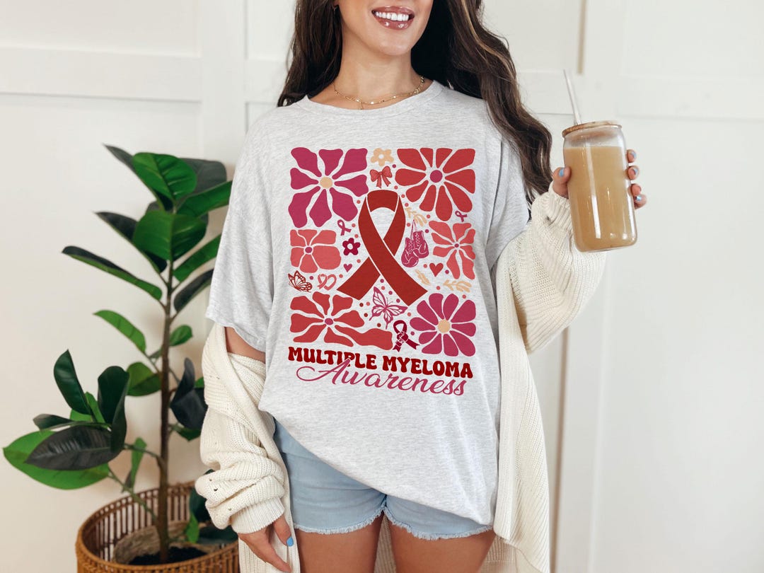 Multiple Myeloma Awareness Ribbon T-shirt, Fight for a Cure, Cancer ...