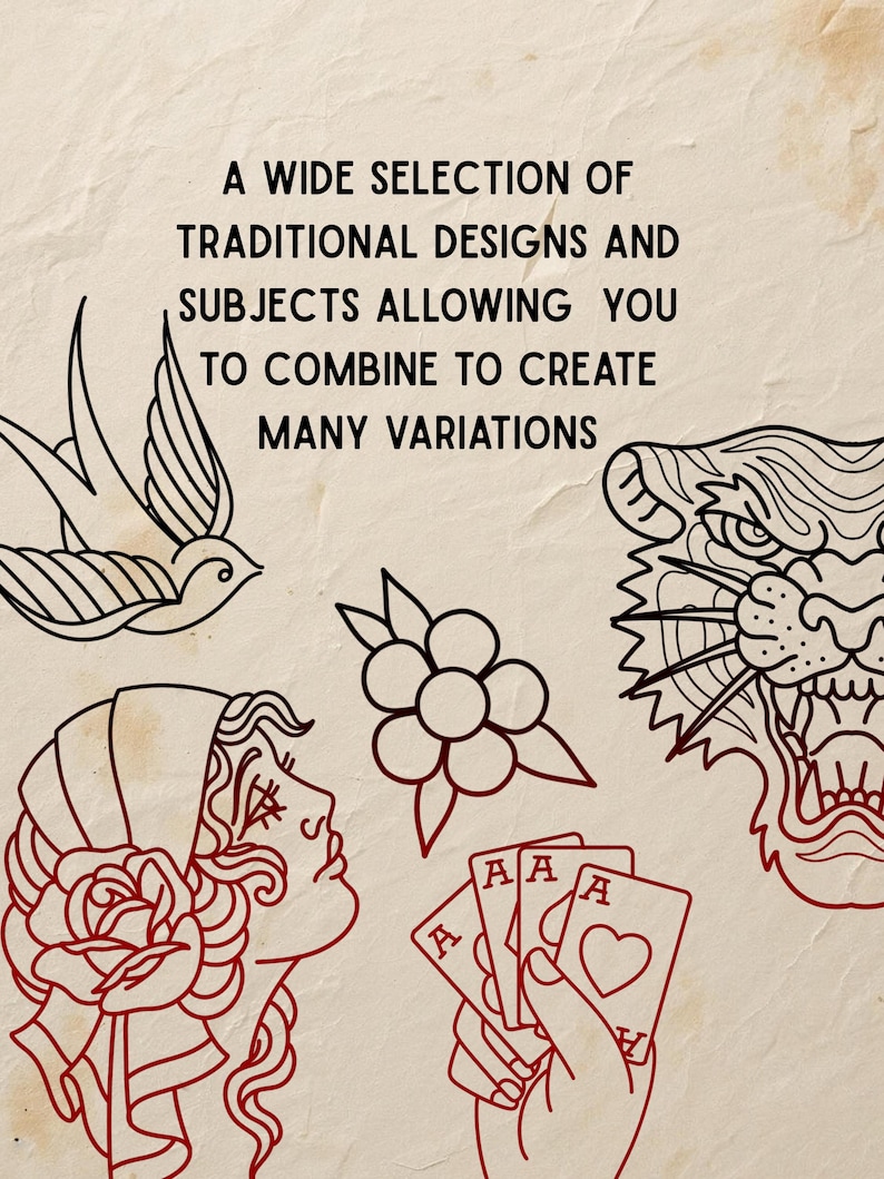 50 American Traditional Tattoo Procreate Stamps: Flash Art Brushset ...