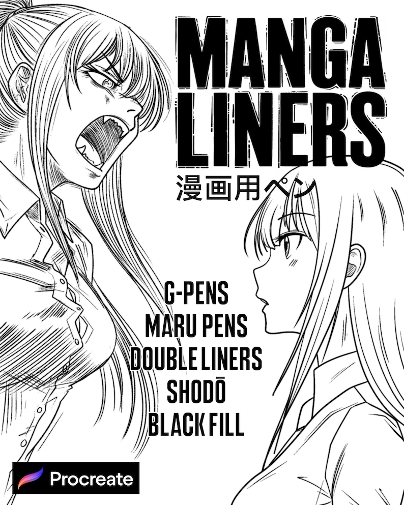 Ultimate Manga Procreate Brushes – 150+ Anime, G Pen, Screentones ...