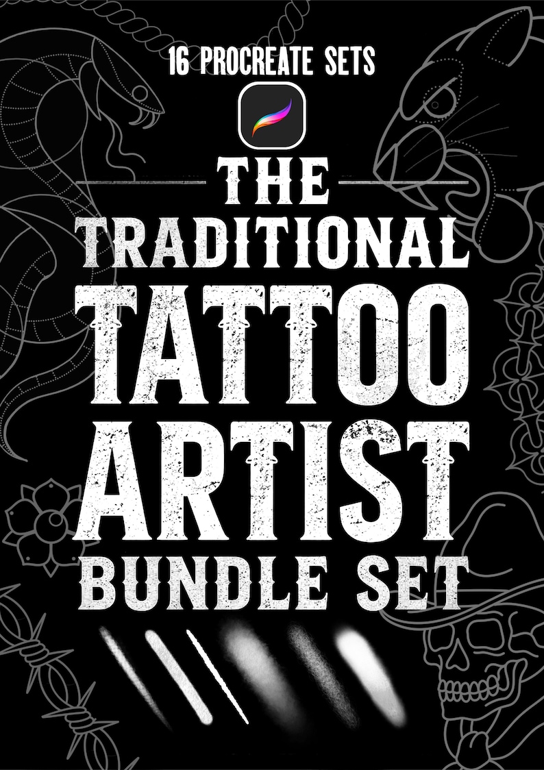 The Ultimate Traditional Tattoo Artist Procreate Bundle: 850+ Brushes ...