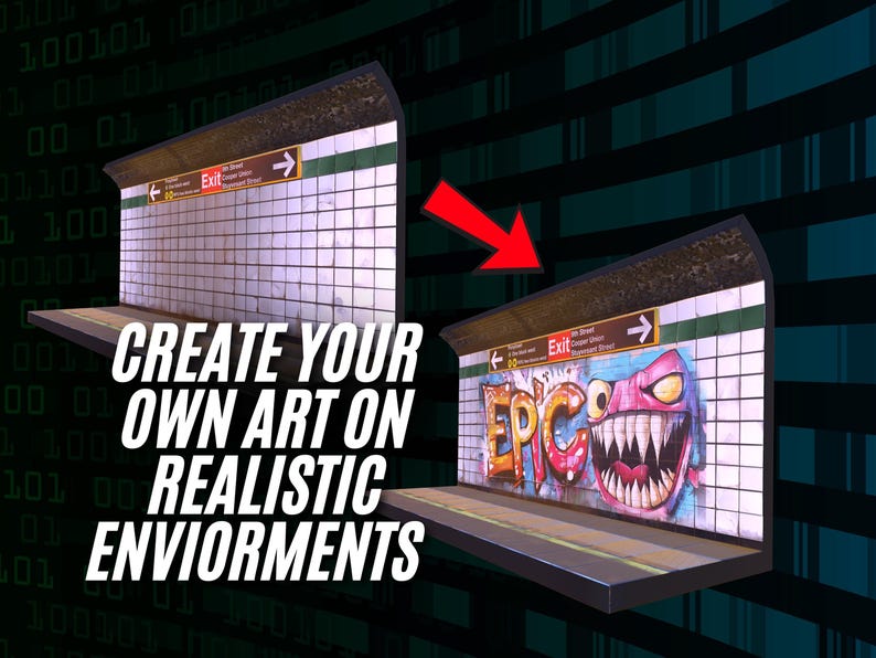 3D Graffiti Procreate Set 5 Realistic Models & 50 Spray Paint Brushes ...