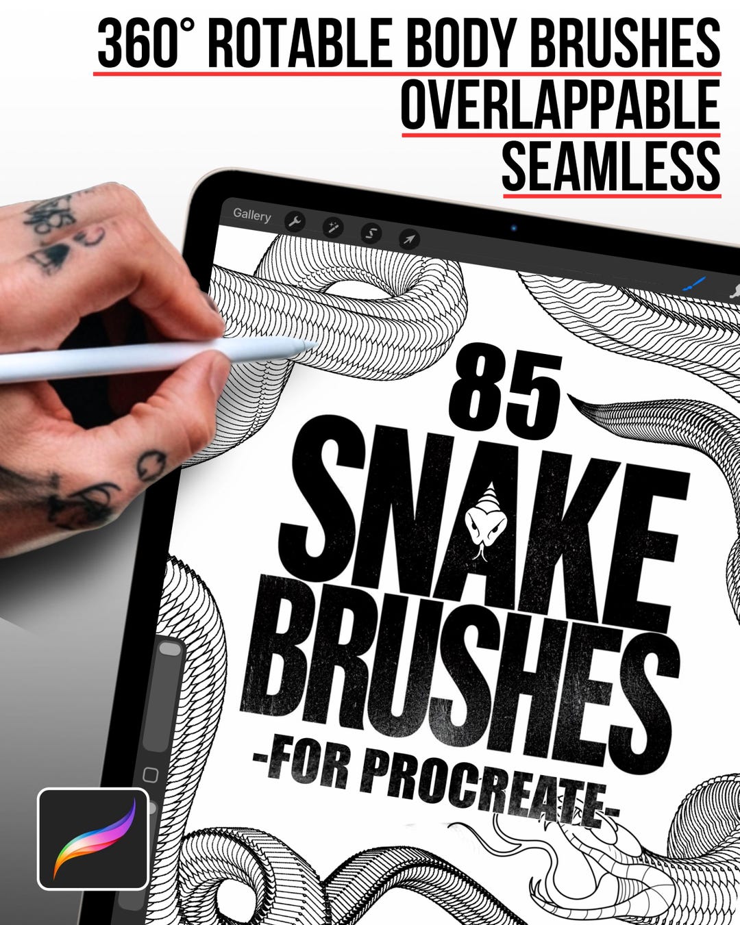 85 Snake Brushes for Procreate: Seamless, Overlap-able, Freeflow - Etsy