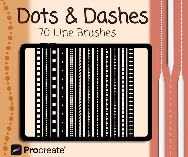 70 Dots and Dashes Procreate Brushes: Line Pattern Brush Set - Etsy