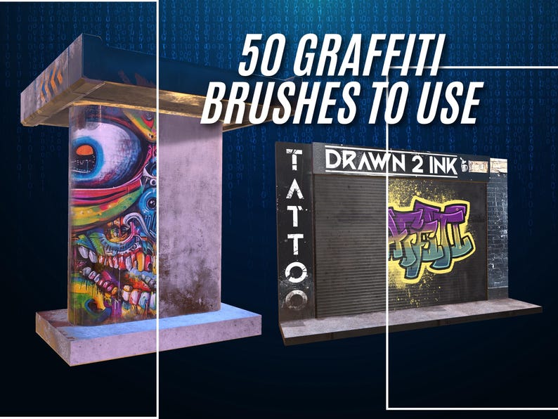 3D Graffiti Procreate Set 5 Realistic Models & 50 Spray Paint Brushes ...