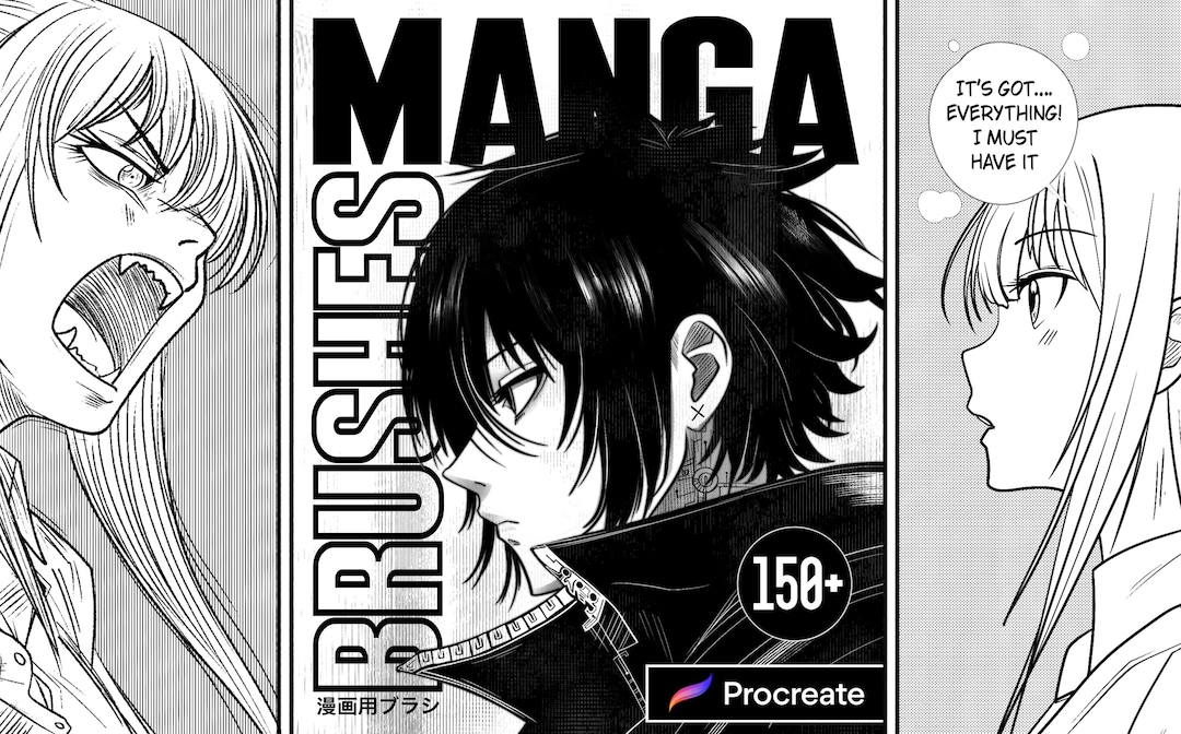 Ultimate Manga Procreate Brushes – 150+ Anime, G Pen, Screentones ...