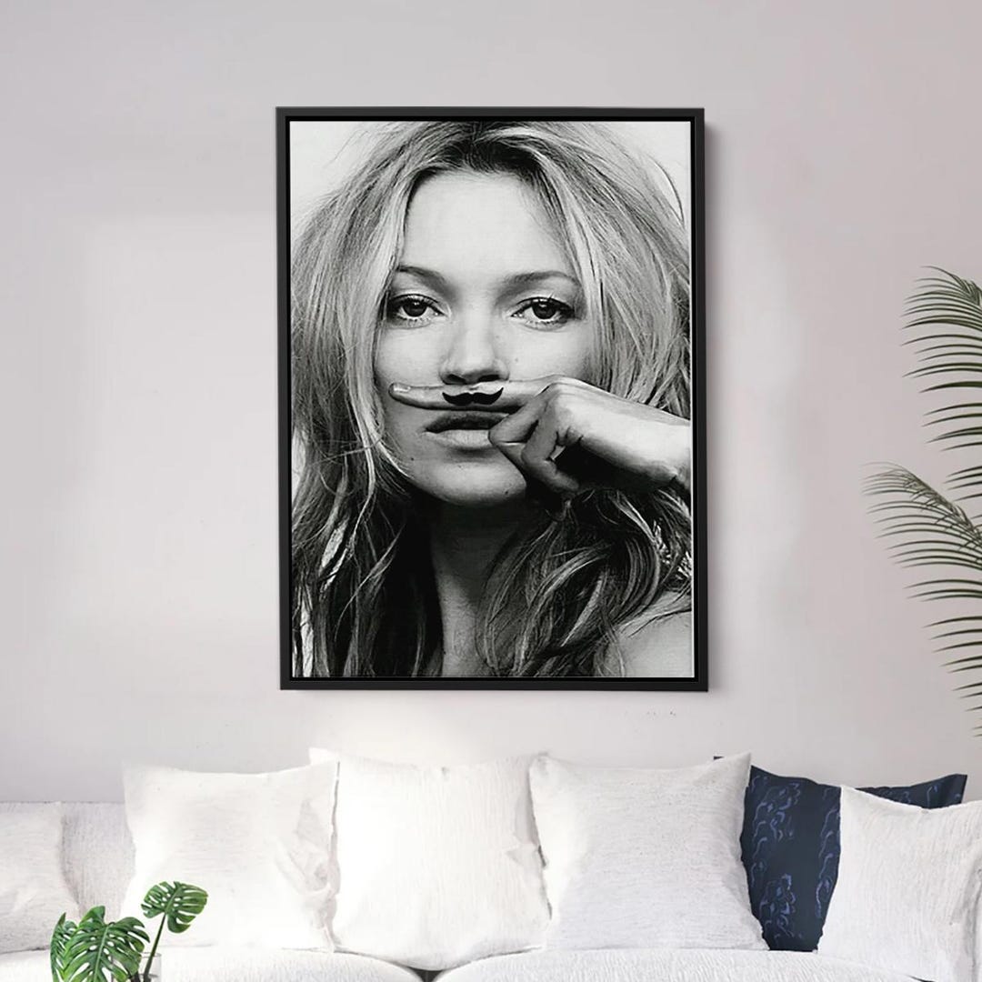Kate Moss Mustache POSTER, Kate Moss Poster Fashion Print Fashion ...