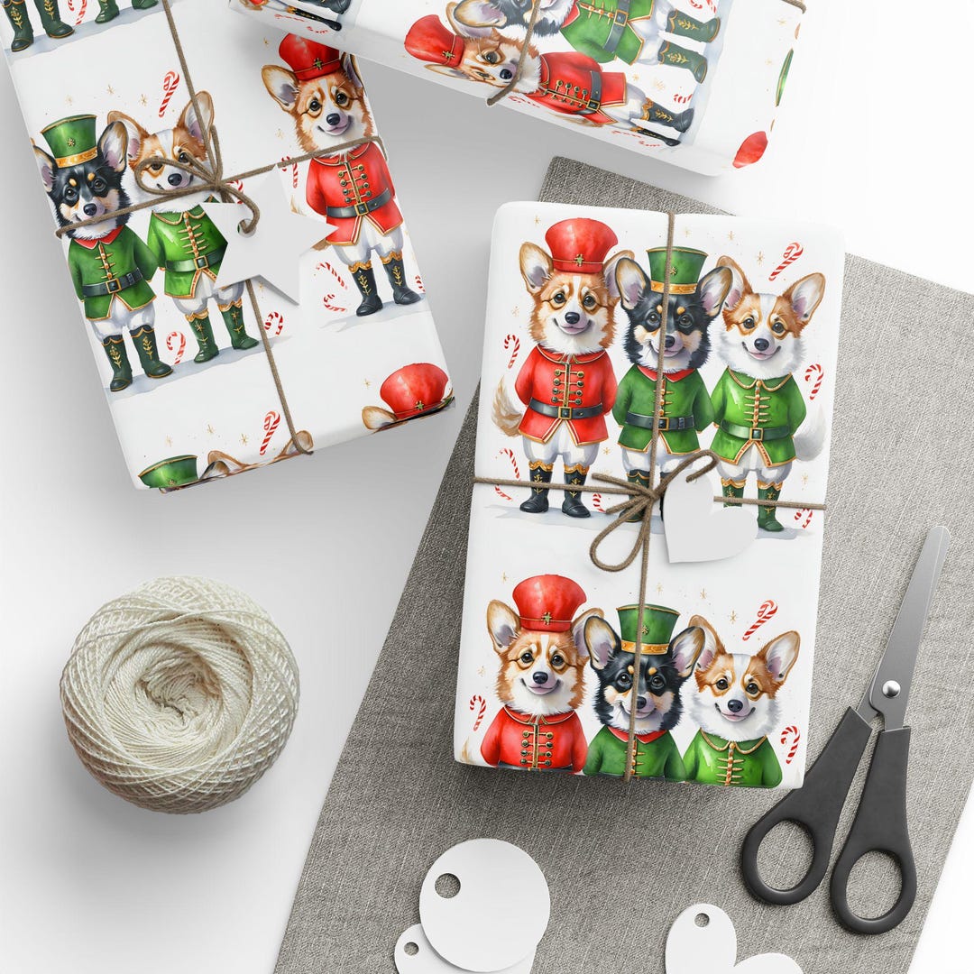 Christmas Corgi Christmas Wrapping Paper, Gift Wrap for Corgi Lovers ...