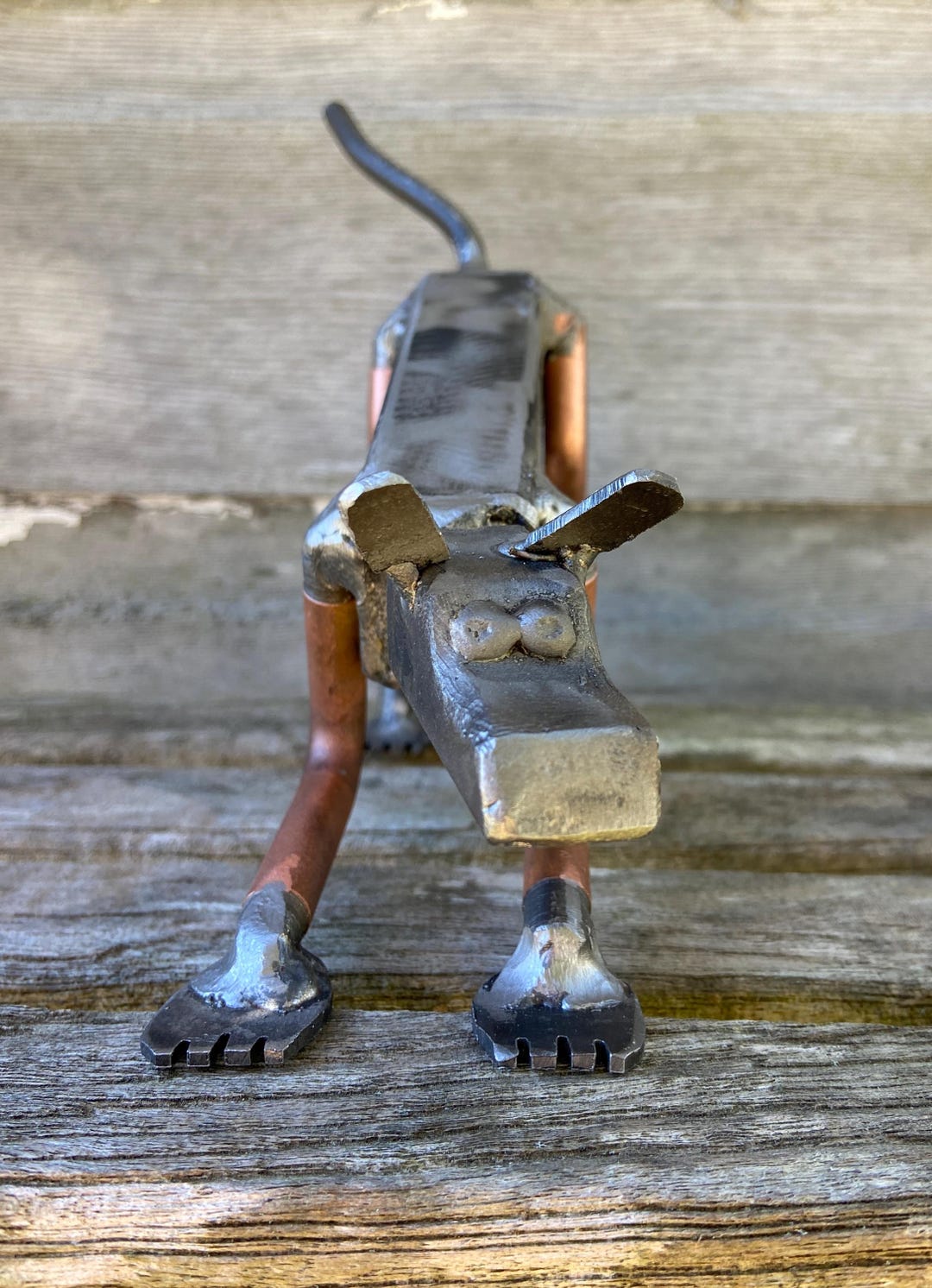 Recycle Metal Playful Puppy Sculpture - Etsy