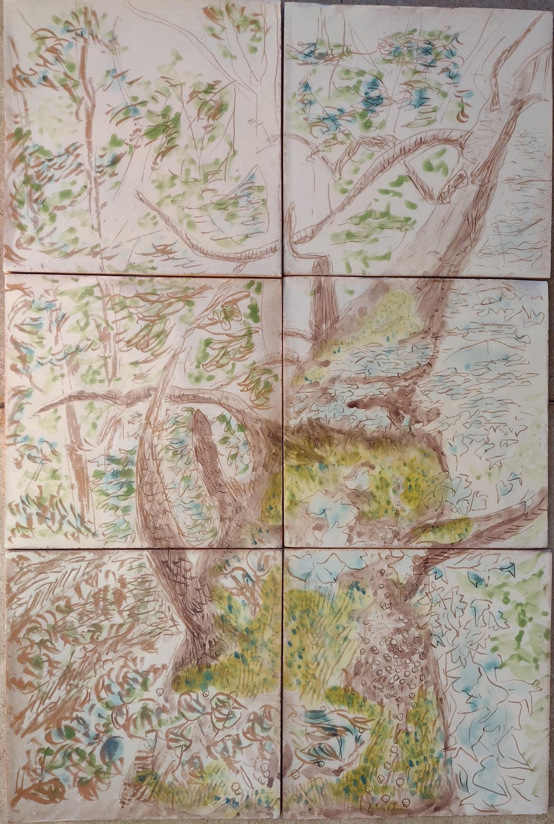 Tree and Buttons - Handmade Ceramic Tiles - Etsy