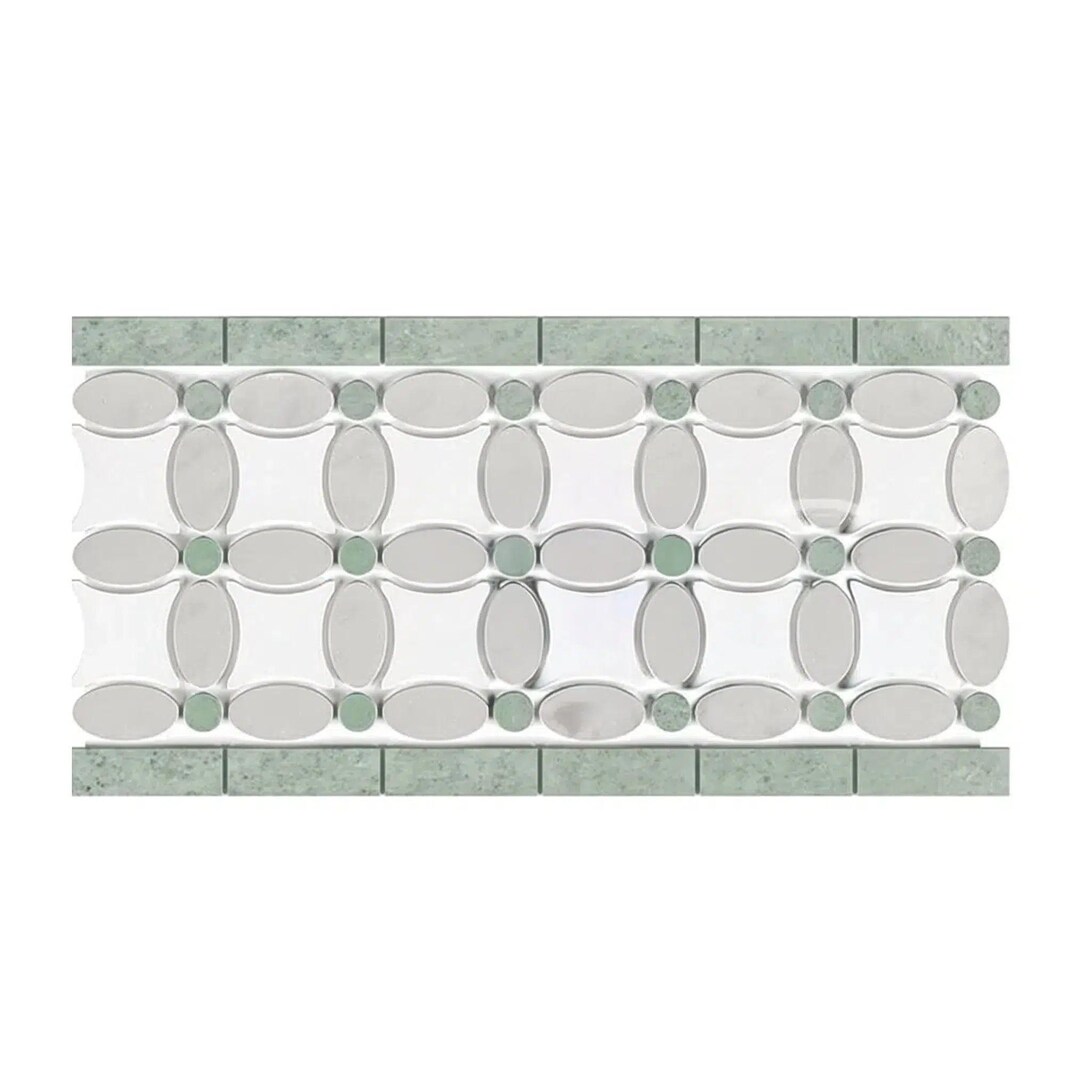 Carrara White Marble Flower Border Tile: Italian Polished-honed Stone ...