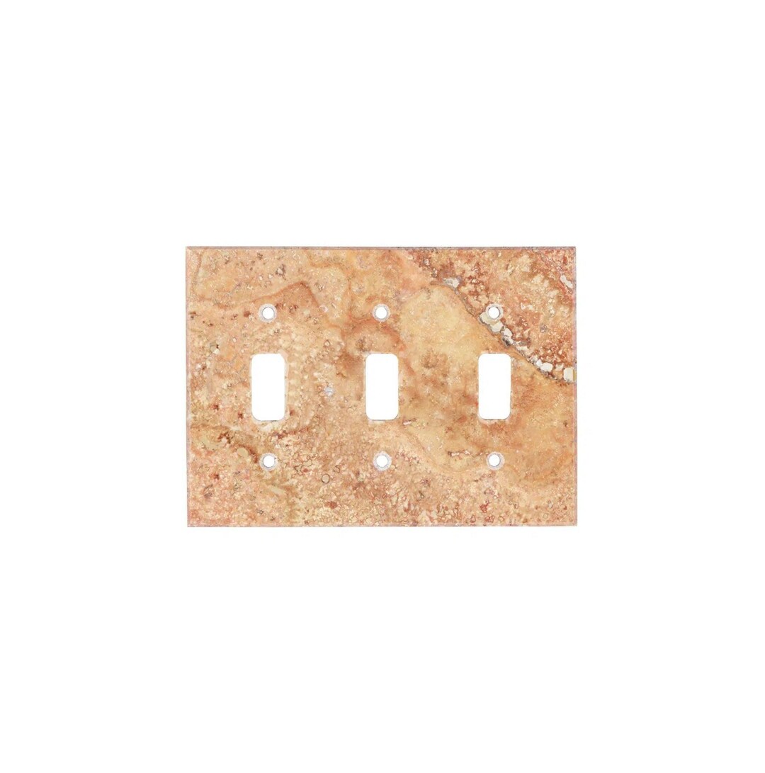 Scabos Travertine Triple Toggle Switch Plate: Natural Stone Wall Cover ...
