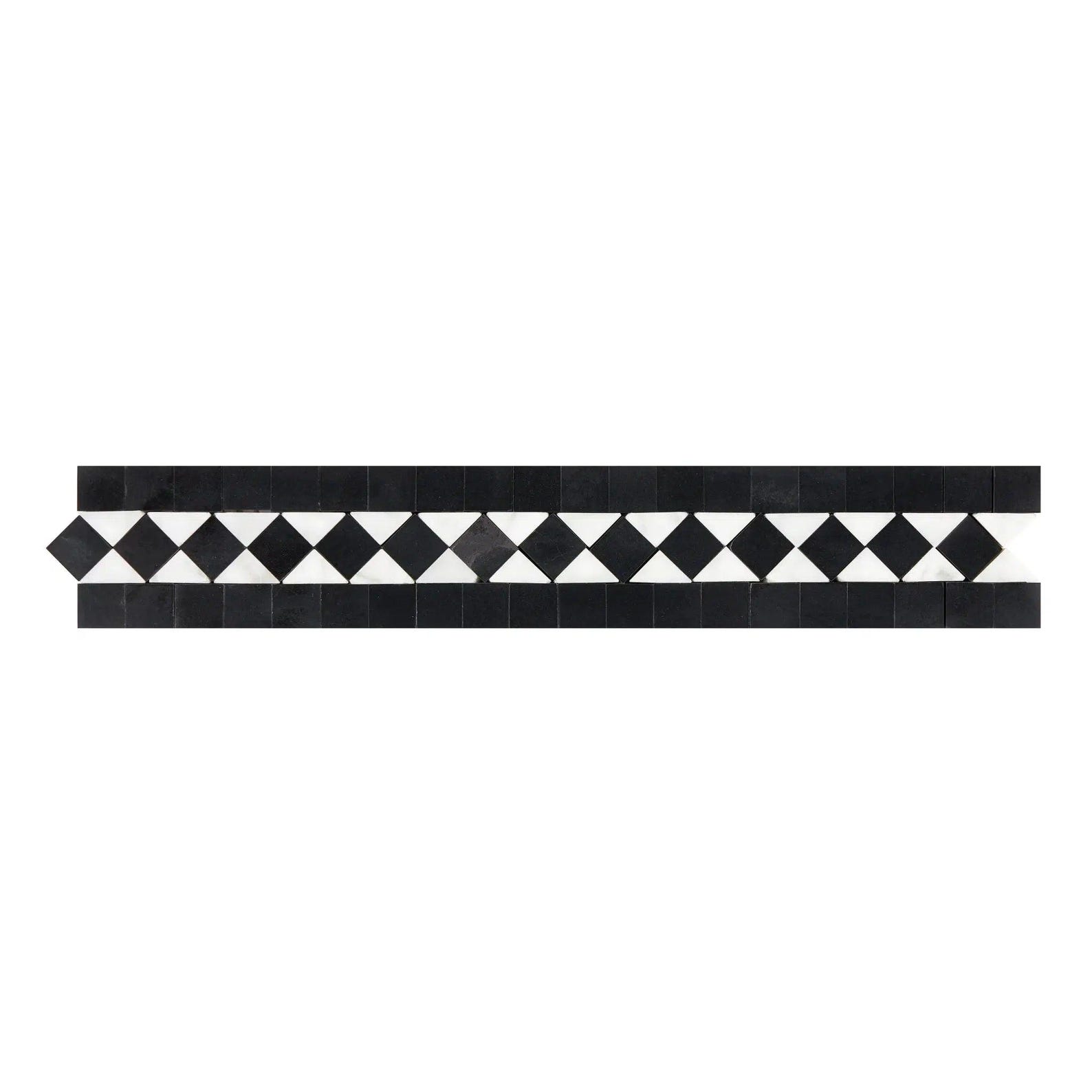 Carrara White Marble Border Tile: Black Diamond Accent, Polished Honed ...