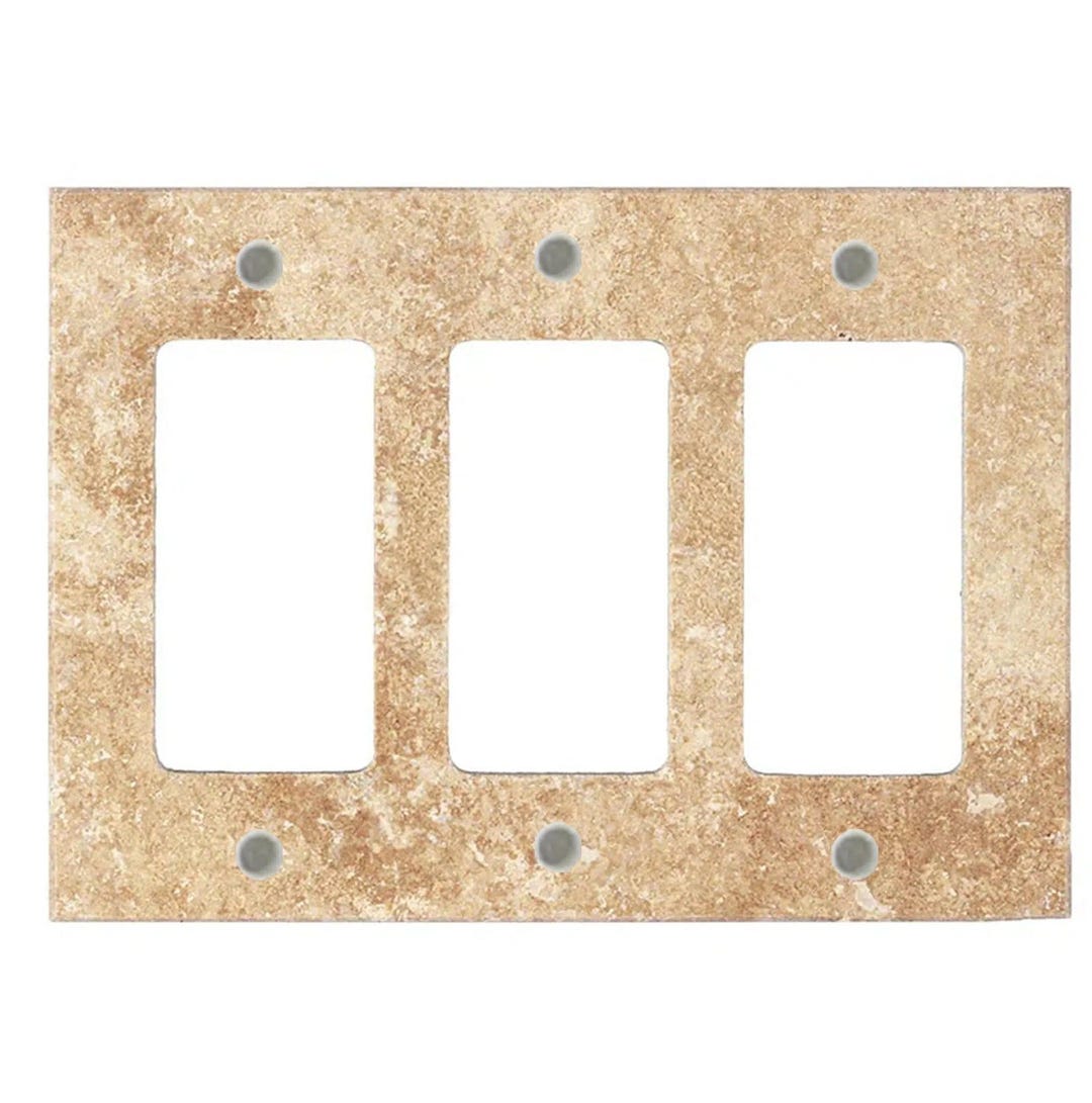 Travertine Triple Rocker Switch Plate: Walnut Stone Wall Cover - Etsy