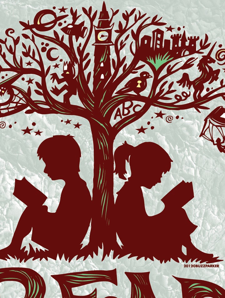 Reading Tree 16x20 Art Print Every Book an Adventure by - Etsy