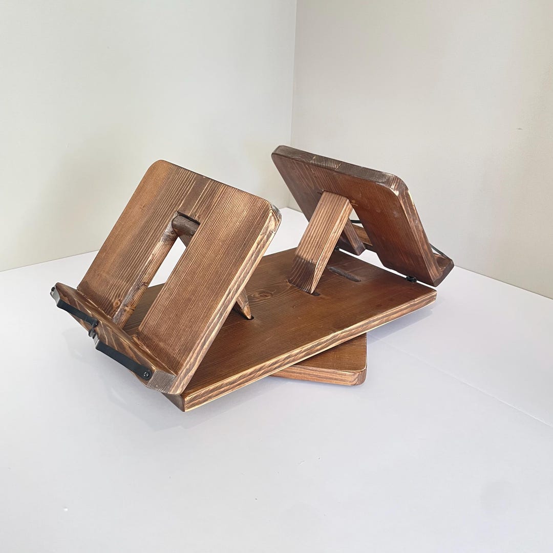 Spinning and Adjustable Bookstand Wood Book Holder Swivel Bookstand ...