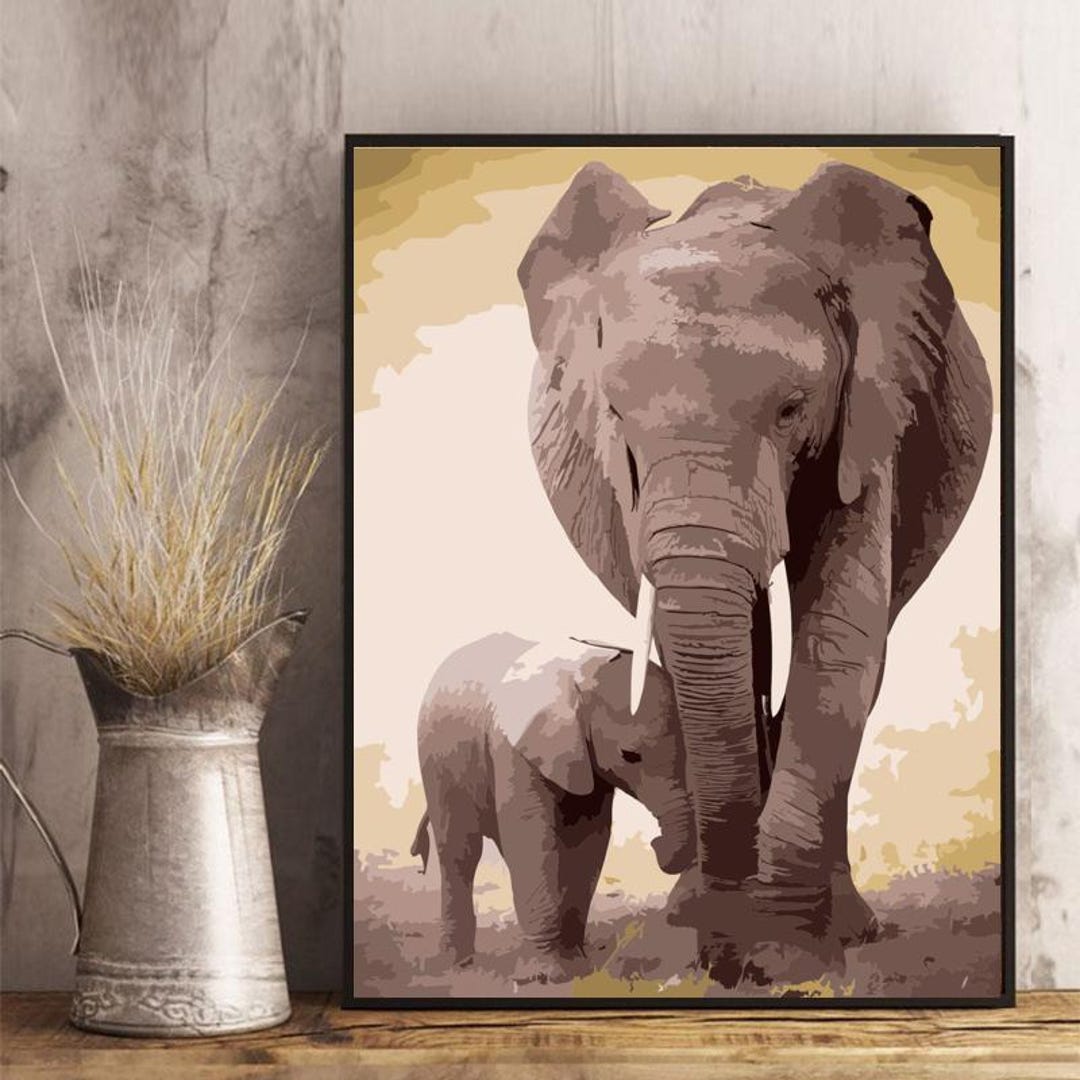 Paint by Numbers Kit Elephants - Etsy