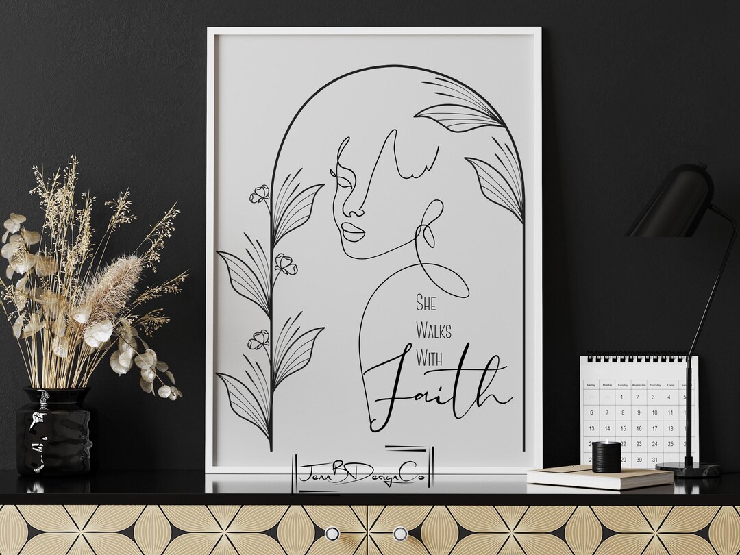 She Walks With Faith PNG, Faith Art, God Art, Feminine Art, Digital Art ...