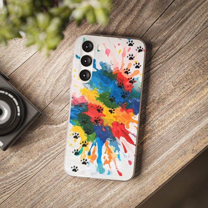 Watercolor Splash Paw Print Phone Case - Pet Lover Gift, Vibrant ...