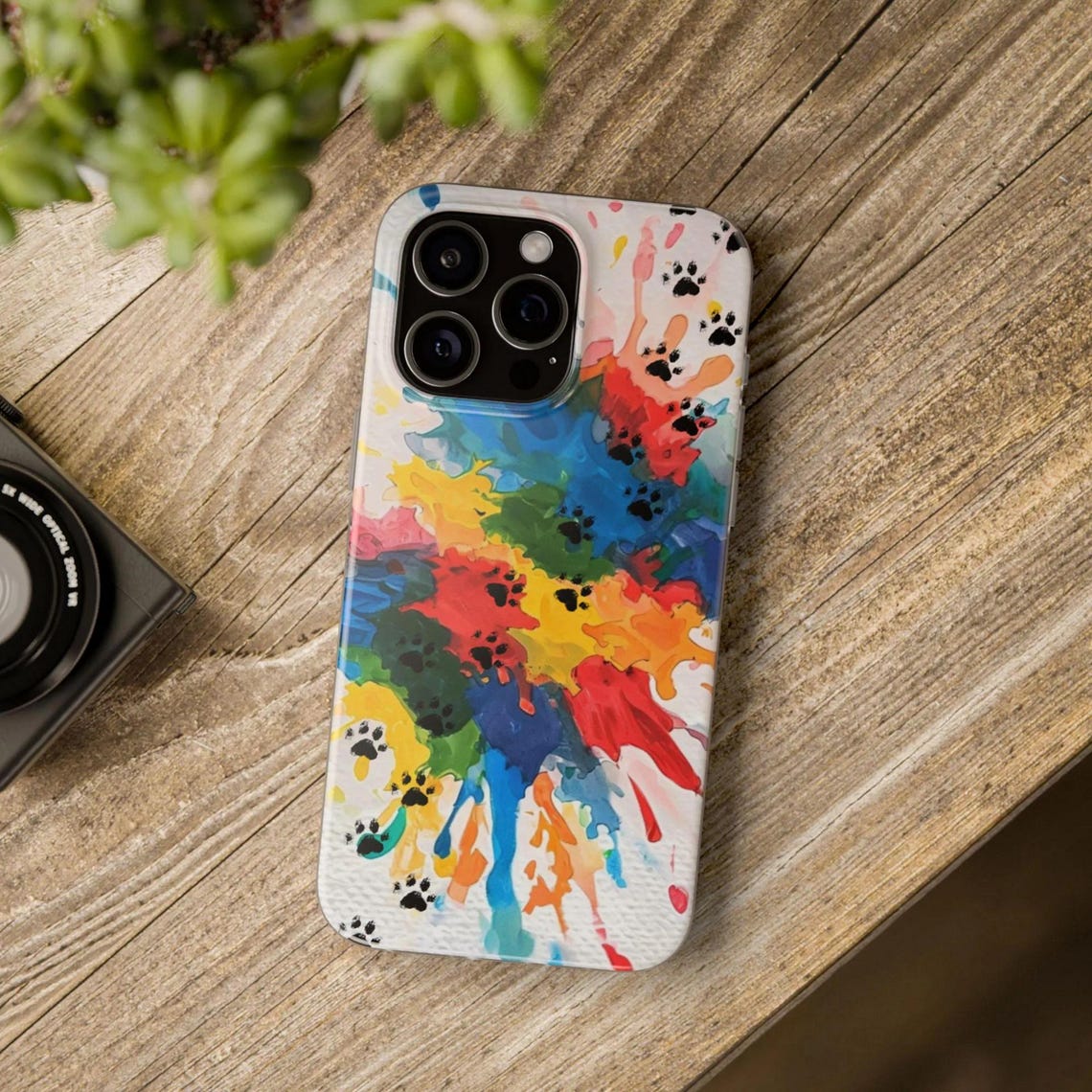 Watercolor Splash Paw Print Phone Case - Pet Lover Gift, Vibrant ...