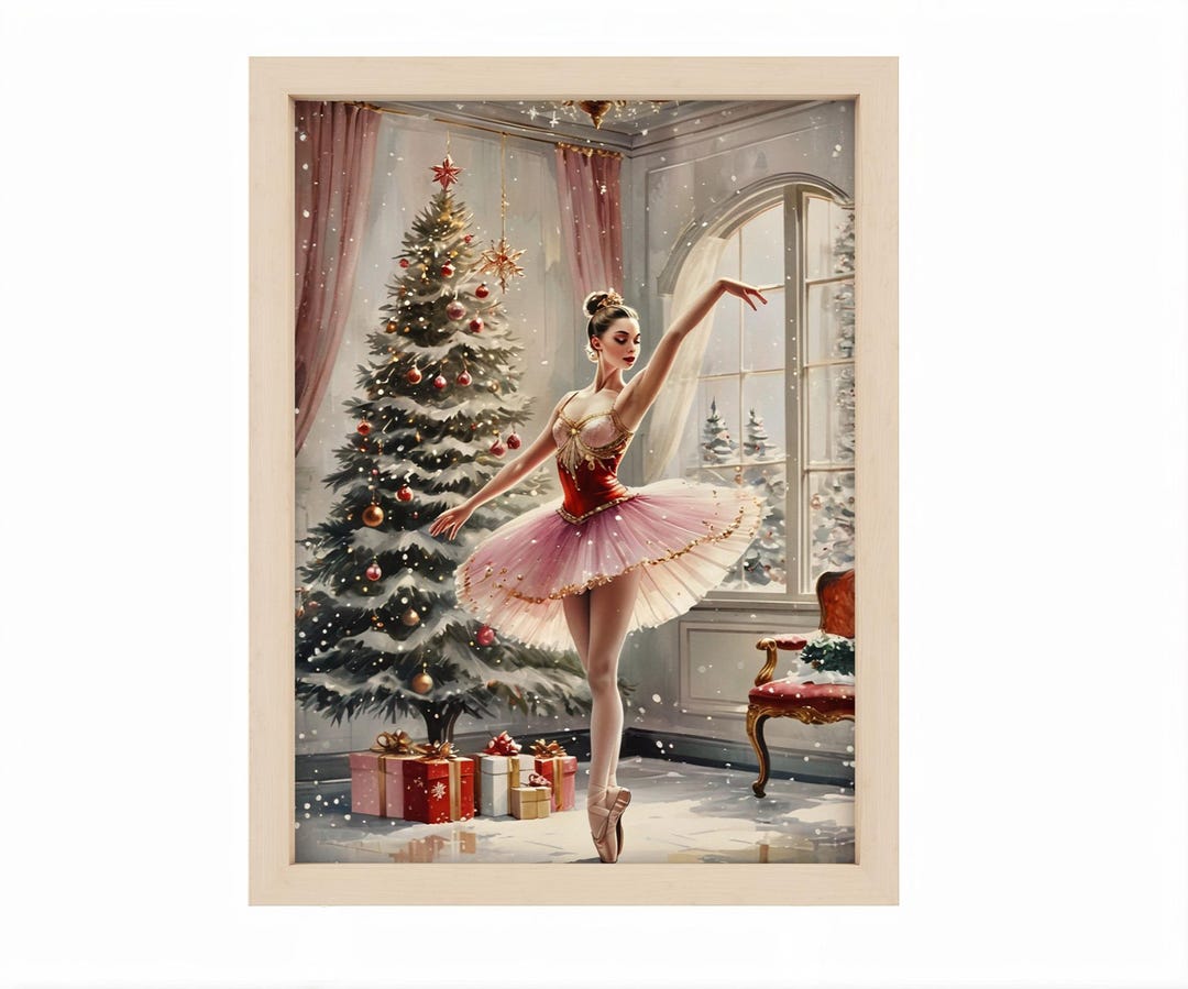 Christmas Ballet Print, Christmas Ballerina Printable, Festive ...