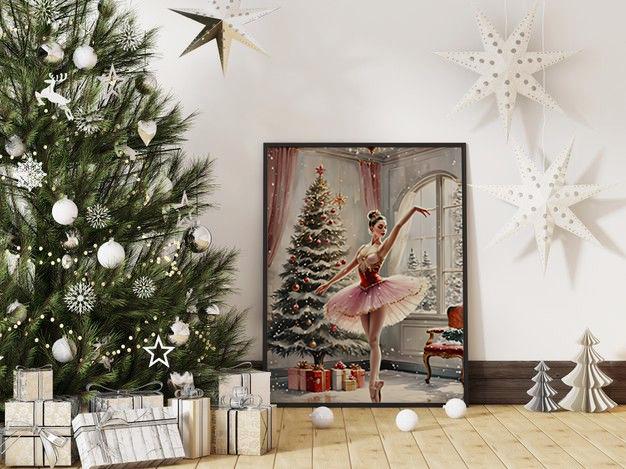 Christmas Ballet Print, Christmas Ballerina Printable, Festive ...