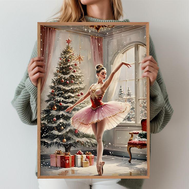 Christmas Ballet Print, Christmas Ballerina Printable, Festive ...