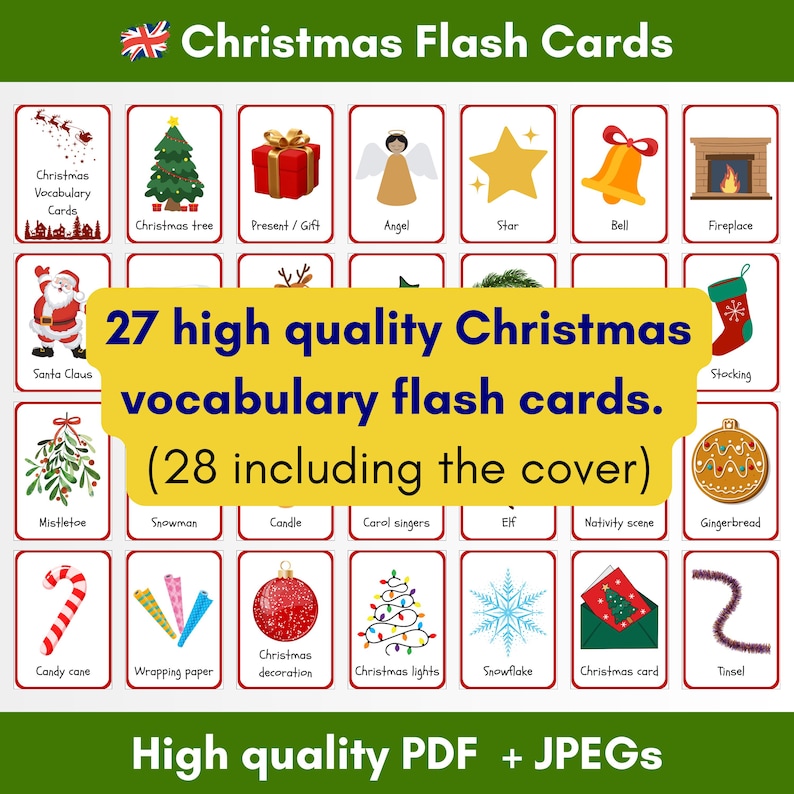 Christmas Flash Cards (flashcards) - Winter Flash Cards - Educational ...
