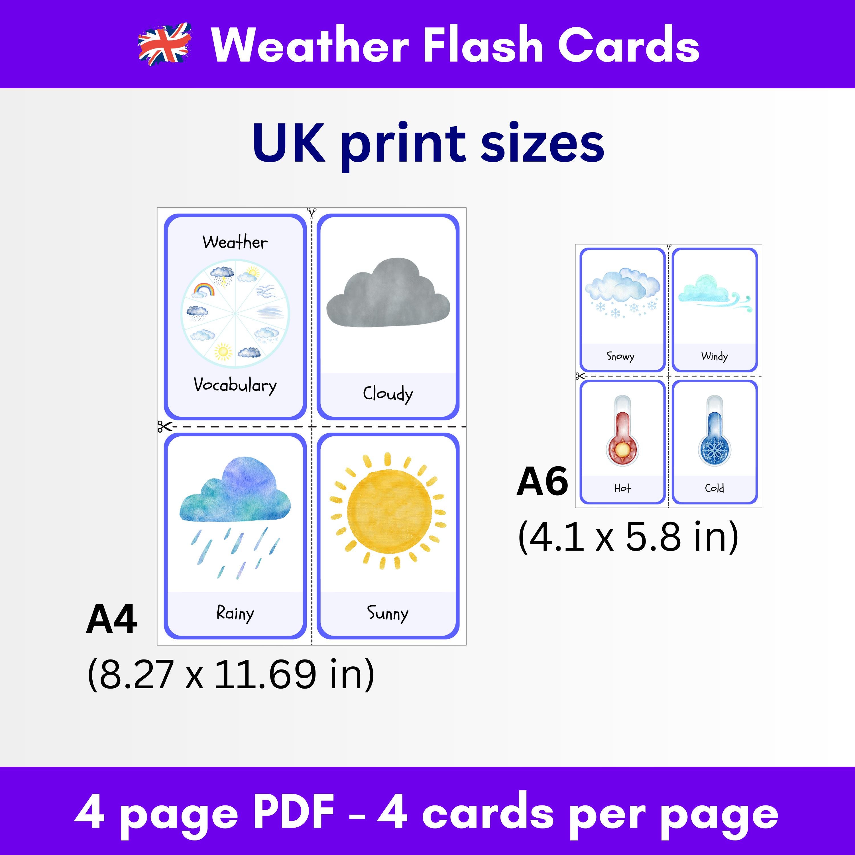15 Weather Flash Cards - Weather Flashcards - Educational Printable for ...