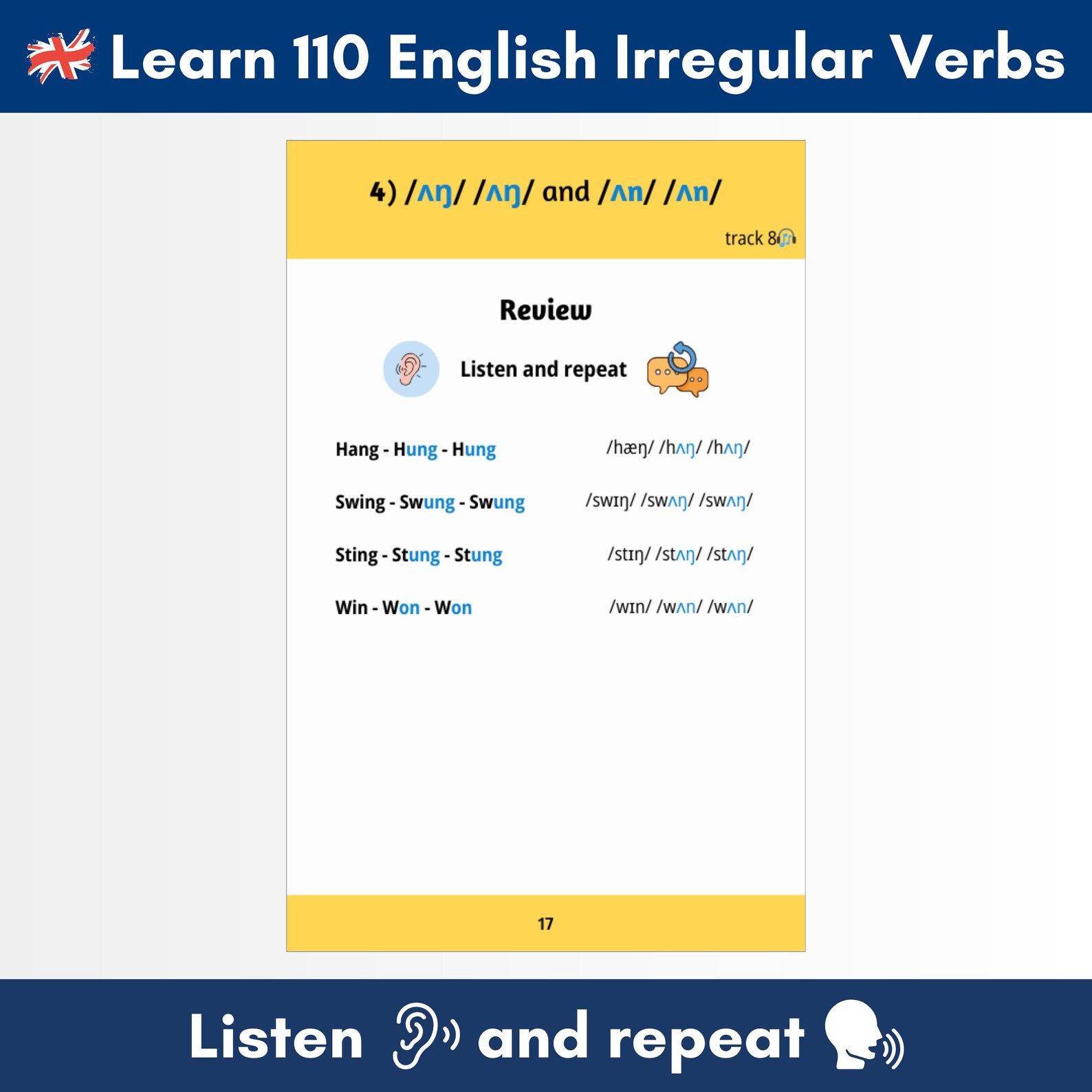 Learn 110 English Irregular Verbs - Book and Audio, English Grammar ...