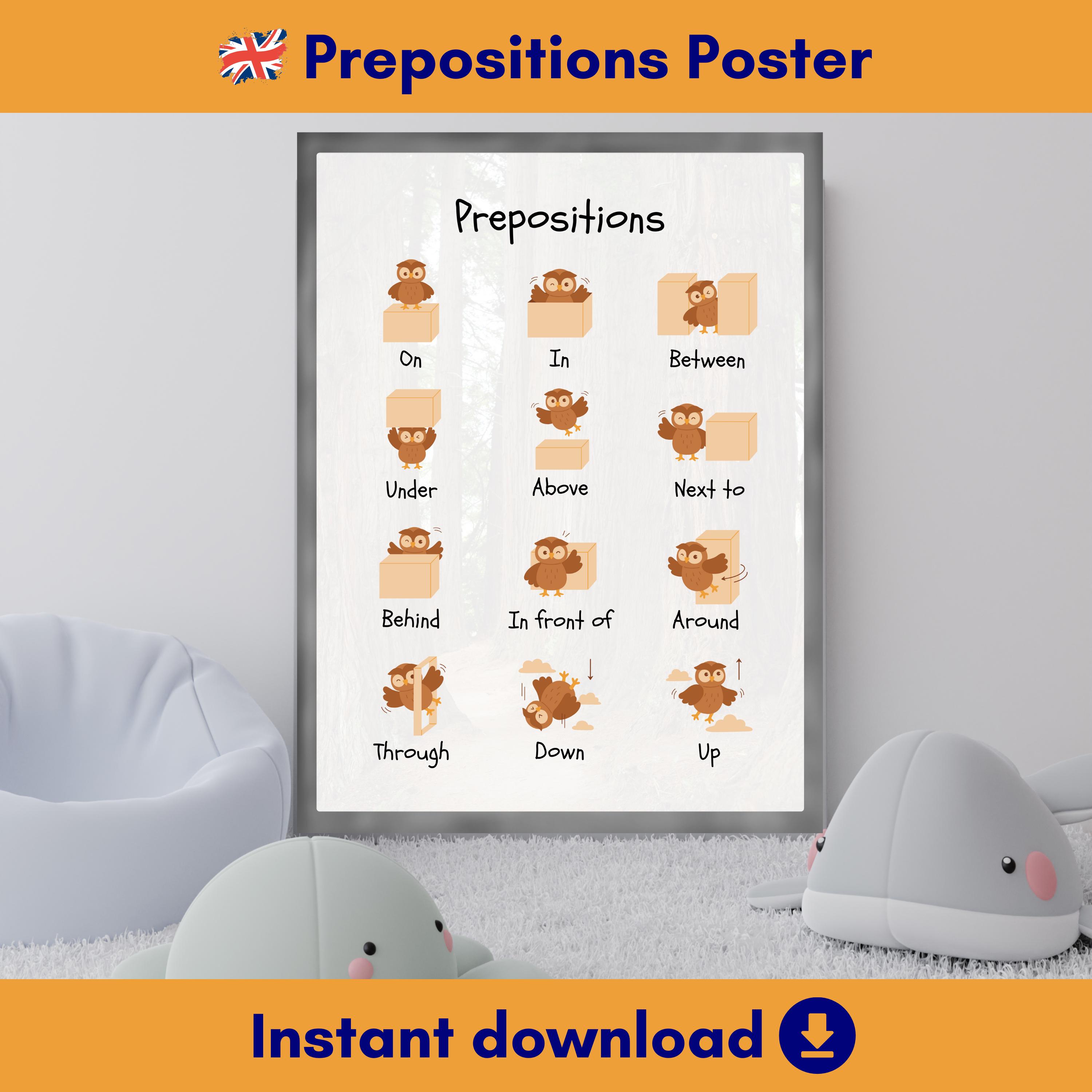 Prepositions Poster, Homeschool Print, Montessori Downloadable Prints ...