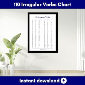 Learn 110 English Irregular Verbs, Irregular Verbs Poster, Printable ...
