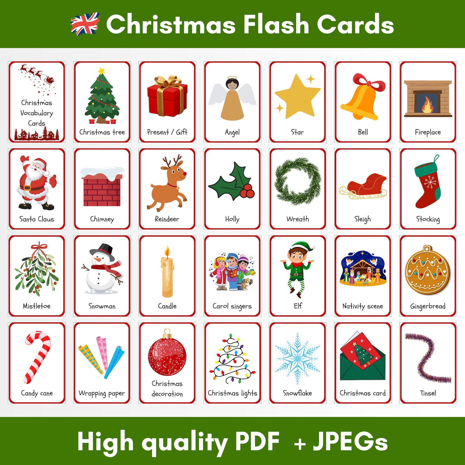 Christmas Flash Cards (flashcards) - Winter Flash Cards - Educational ...