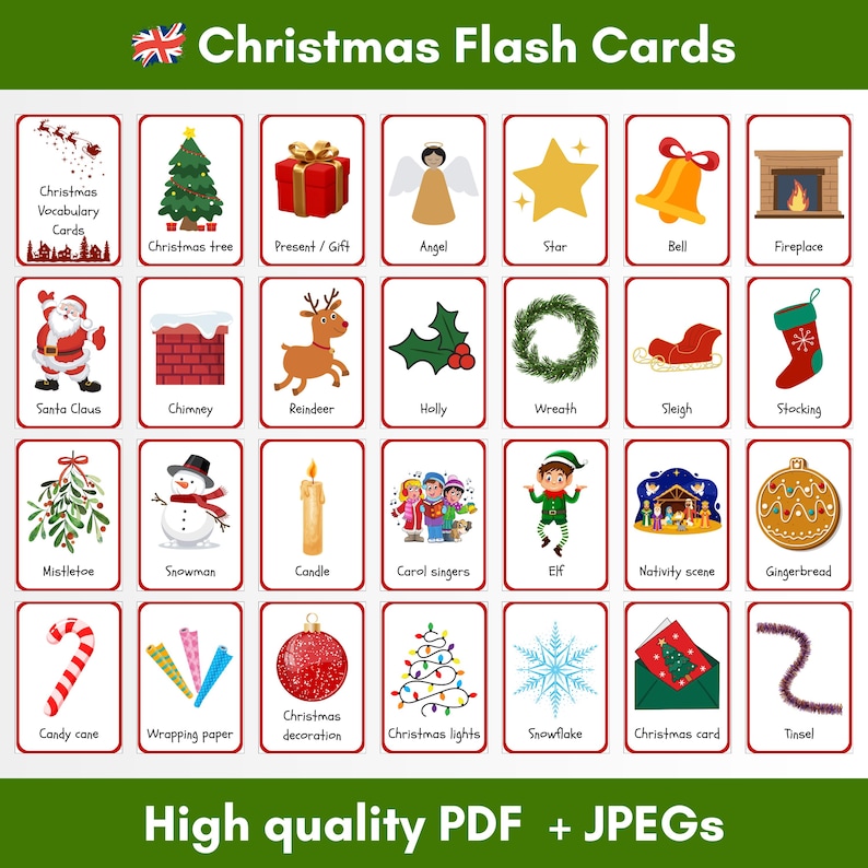 Christmas Flash Cards (flashcards) - Winter Flash Cards - Educational ...