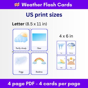 15 Weather Flash Cards - Weather Flashcards - Educational Printable for ...