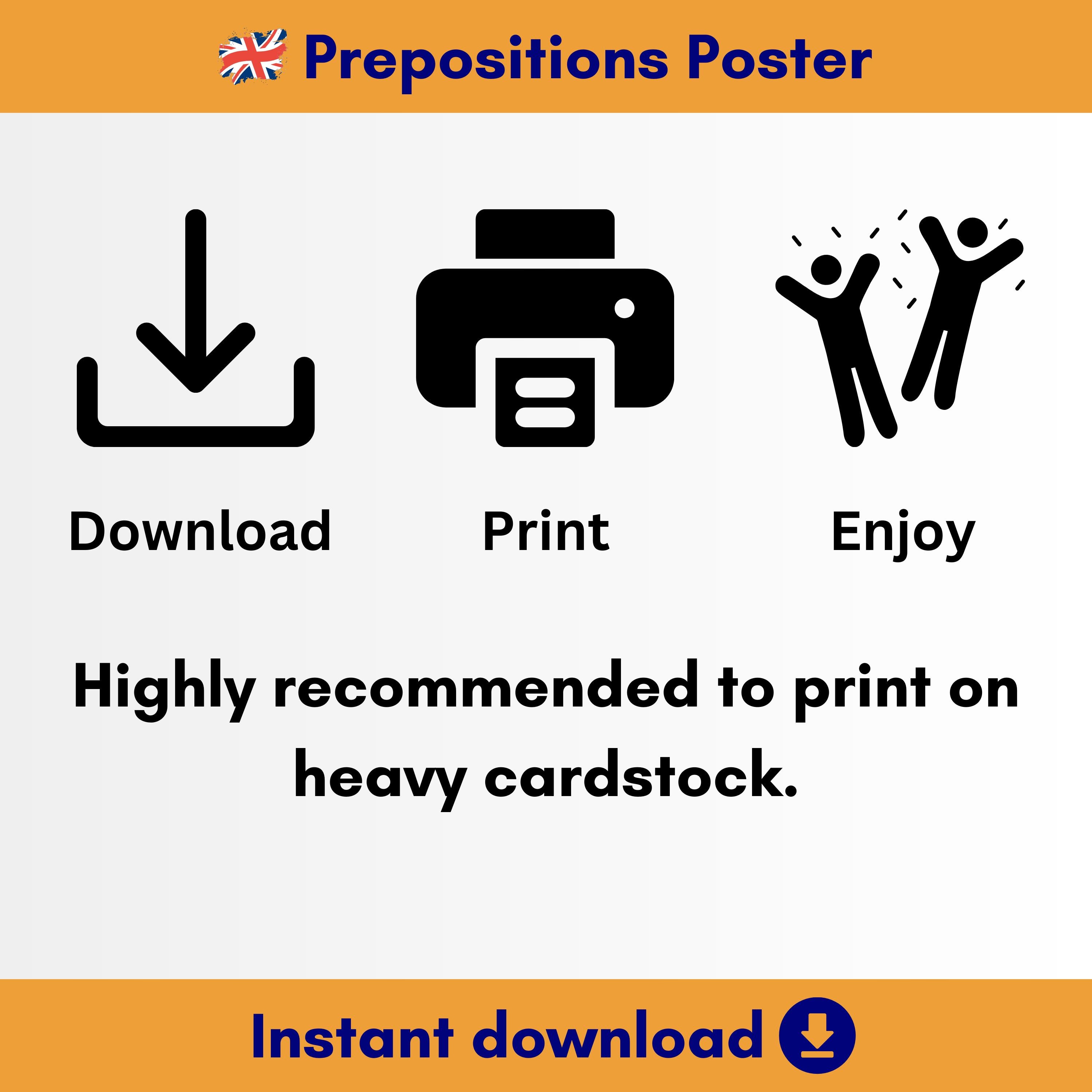 Prepositions Poster, Homeschool Print, Montessori Downloadable Prints ...