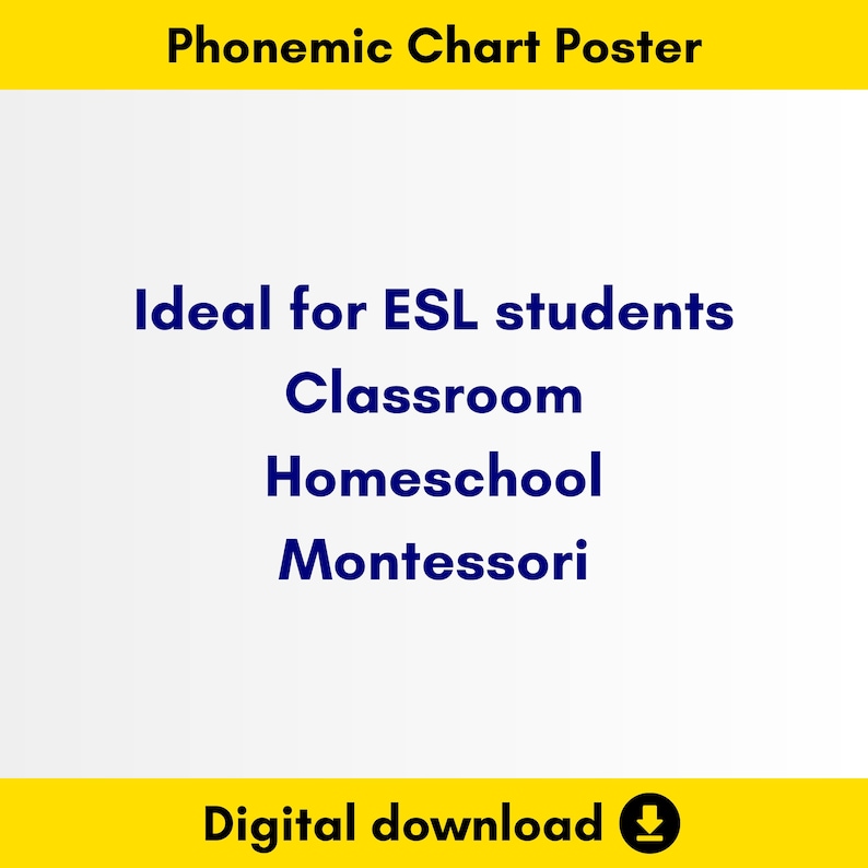 Phonemic Chart Poster, Learn English Pronunciation, Digital Download ...
