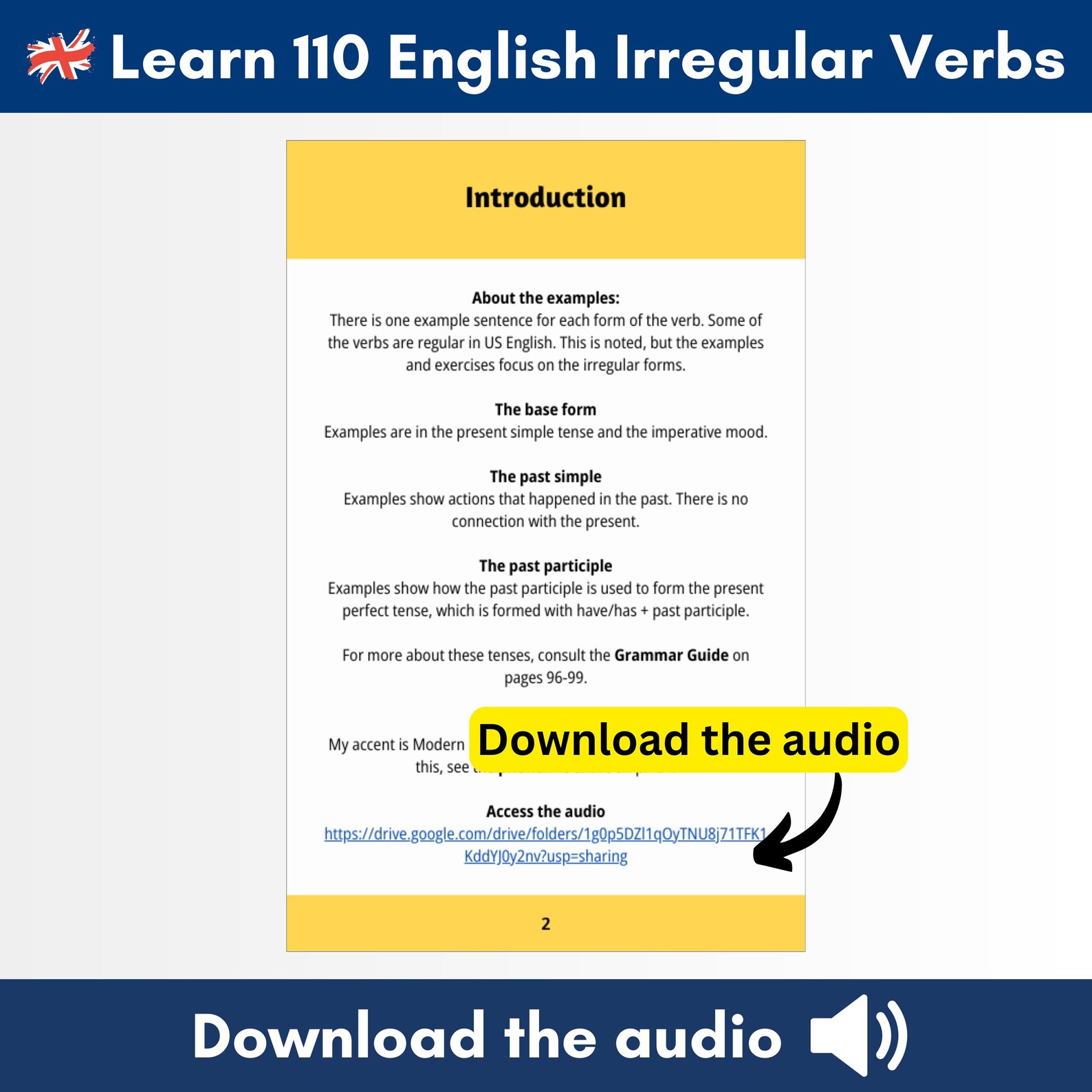 Learn 110 English Irregular Verbs - Book and Audio, English Grammar ...