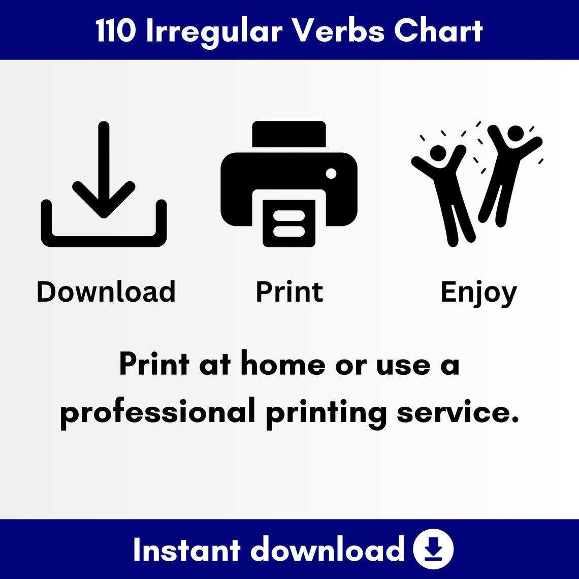 Learn 110 English Irregular Verbs, Irregular Verbs Poster, Printable ...