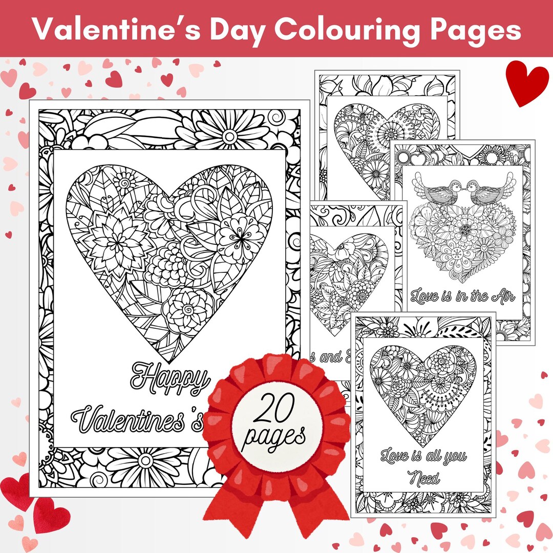 Valentine's Day Coloring Pages | Hearts Coloring Sheets for Adults and ...