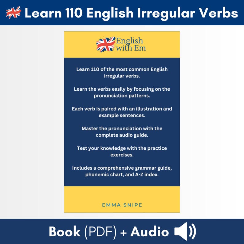 Learn 110 English Irregular Verbs - Book and Audio, English Grammar ...