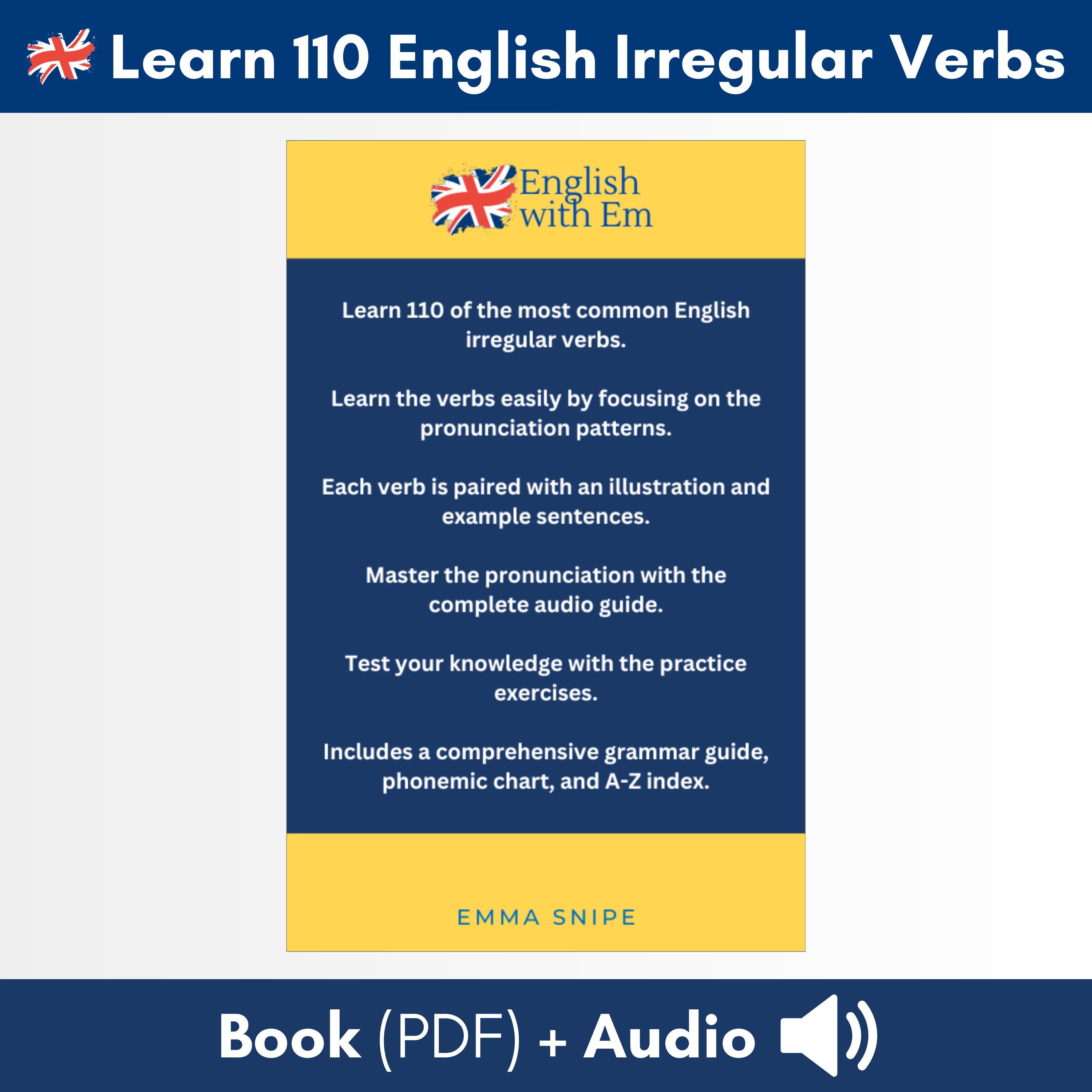 Learn 110 English Irregular Verbs - Book and Audio, English Grammar ...